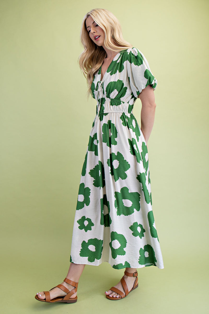 Floral V-neck Short Sleeve Midi Dress – Circa Boutique + Gifts